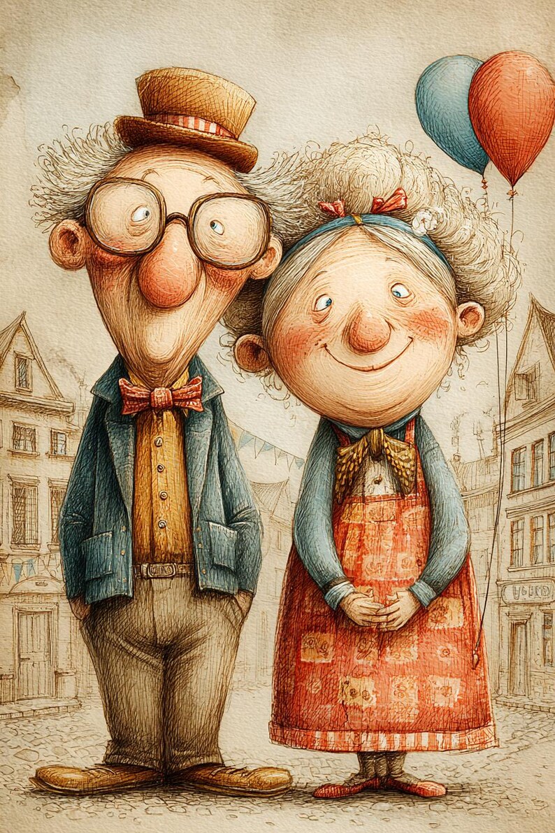 Dancing Couple, Senior Dance Art, Old Love Joy, Vintage Pair Art ...
