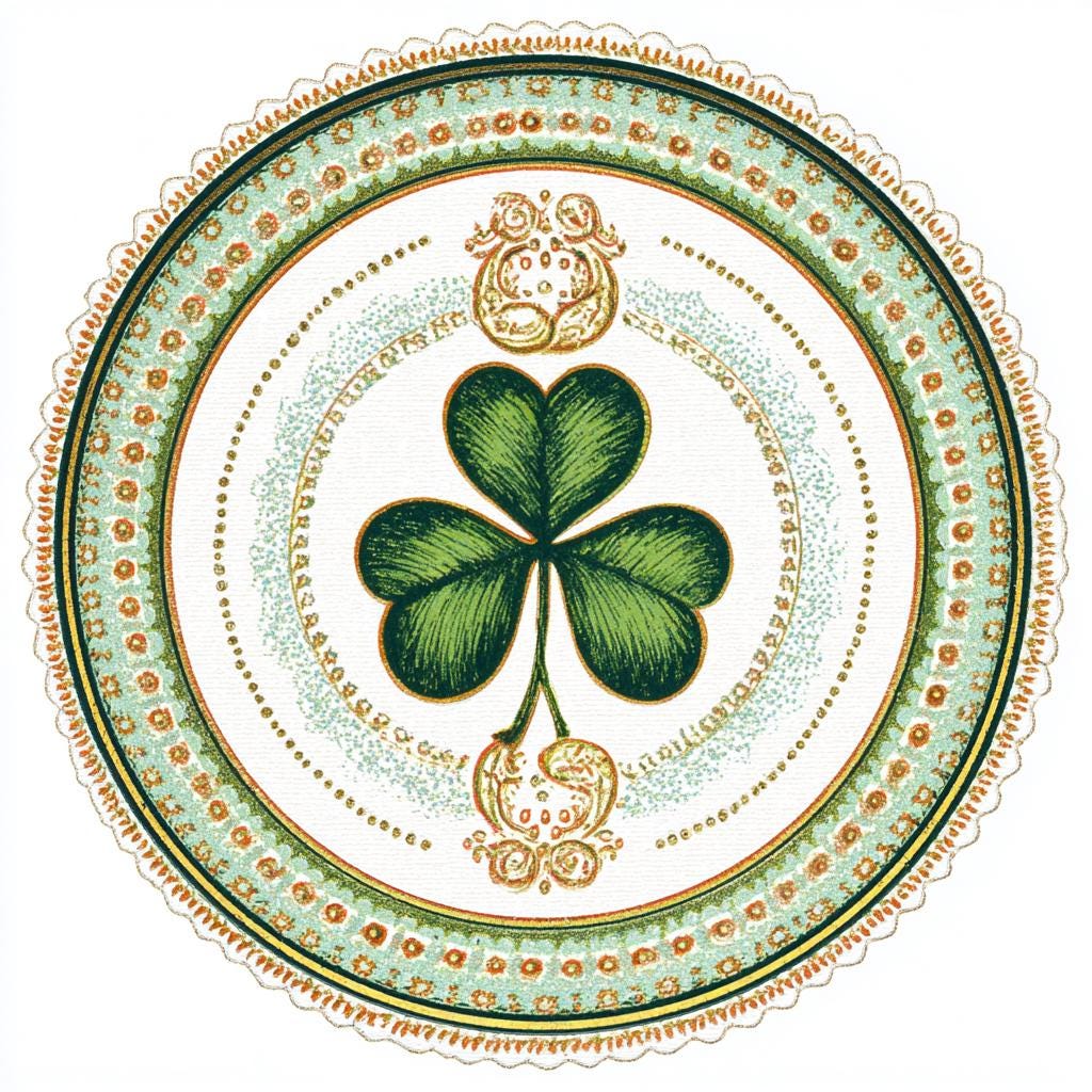 Vintage Shamrock Medallion CLIPART, Celtic St. Patrick’s Day Emblem ...