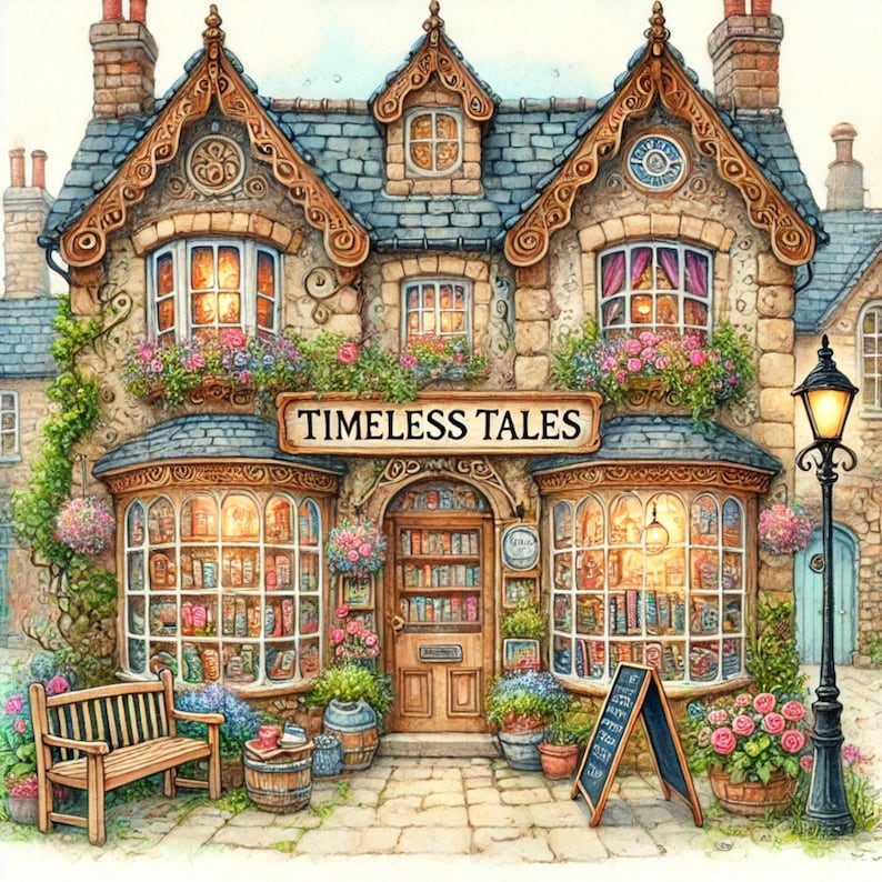 Village Book Shop, Cosy Bookshop, Vintage Decor, Colourful Books ...