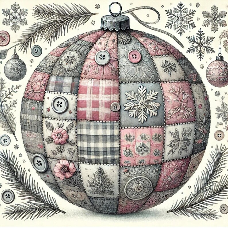 10 Patchwork Bauble Clipart Images, Baubles, Patchwork, Sewing ...