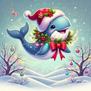 10 Whales Love Christmas Clipart, Whales, Ocean Animals, Christmas ...