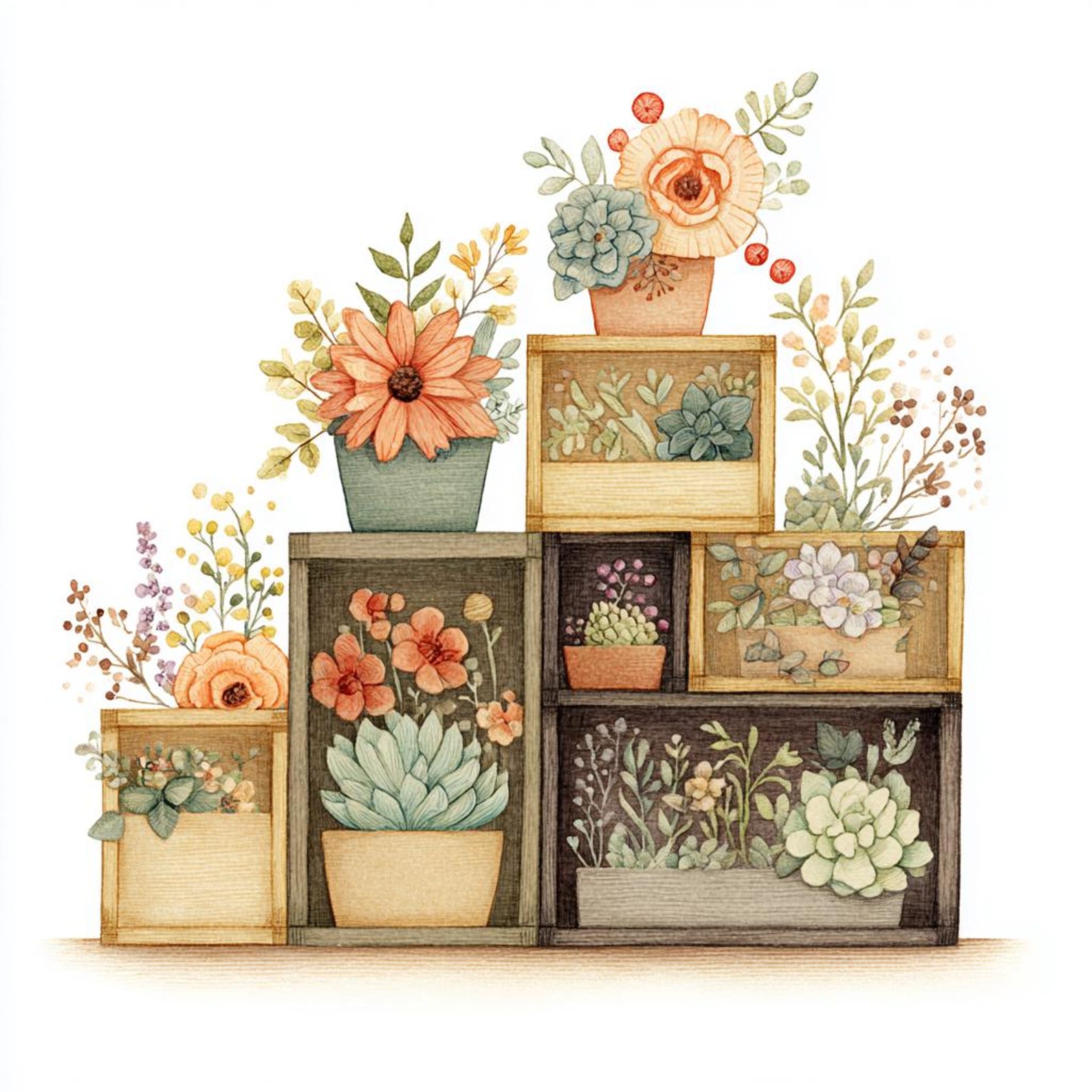 Flower Box Art, Crate Flowers, Rustic Floral, Garden Display, Spring ...
