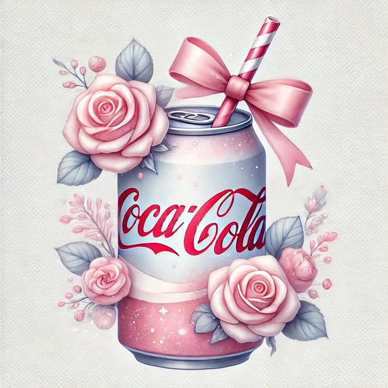 Pink Coke Can, Coca Cola Art, Floral Soda Can, Pastel Coke Aesthetic ...