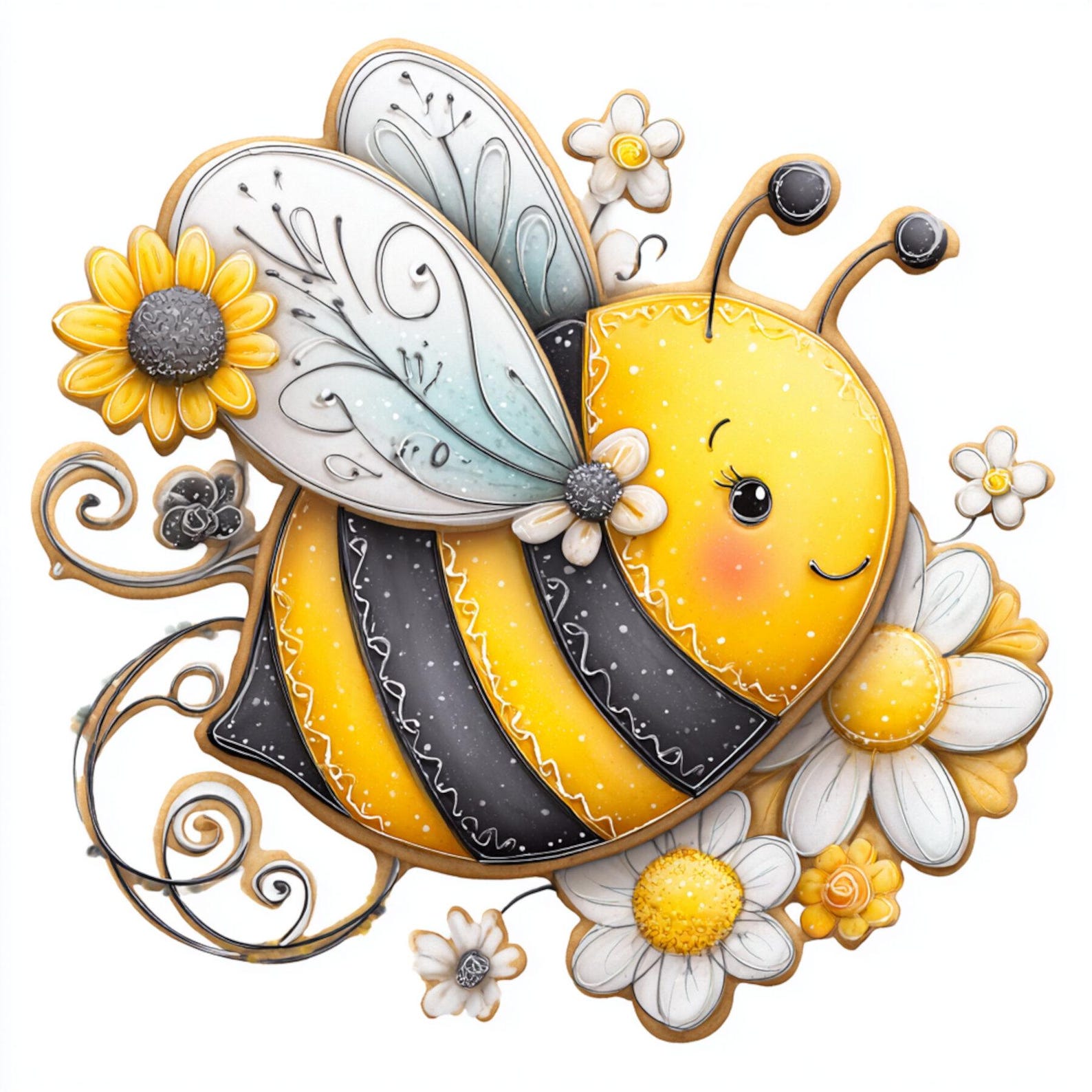 Bee Art, Busy Bee Clipart, Cute Bee, Bee Decor, Bumblebee, Bee Cookie ...