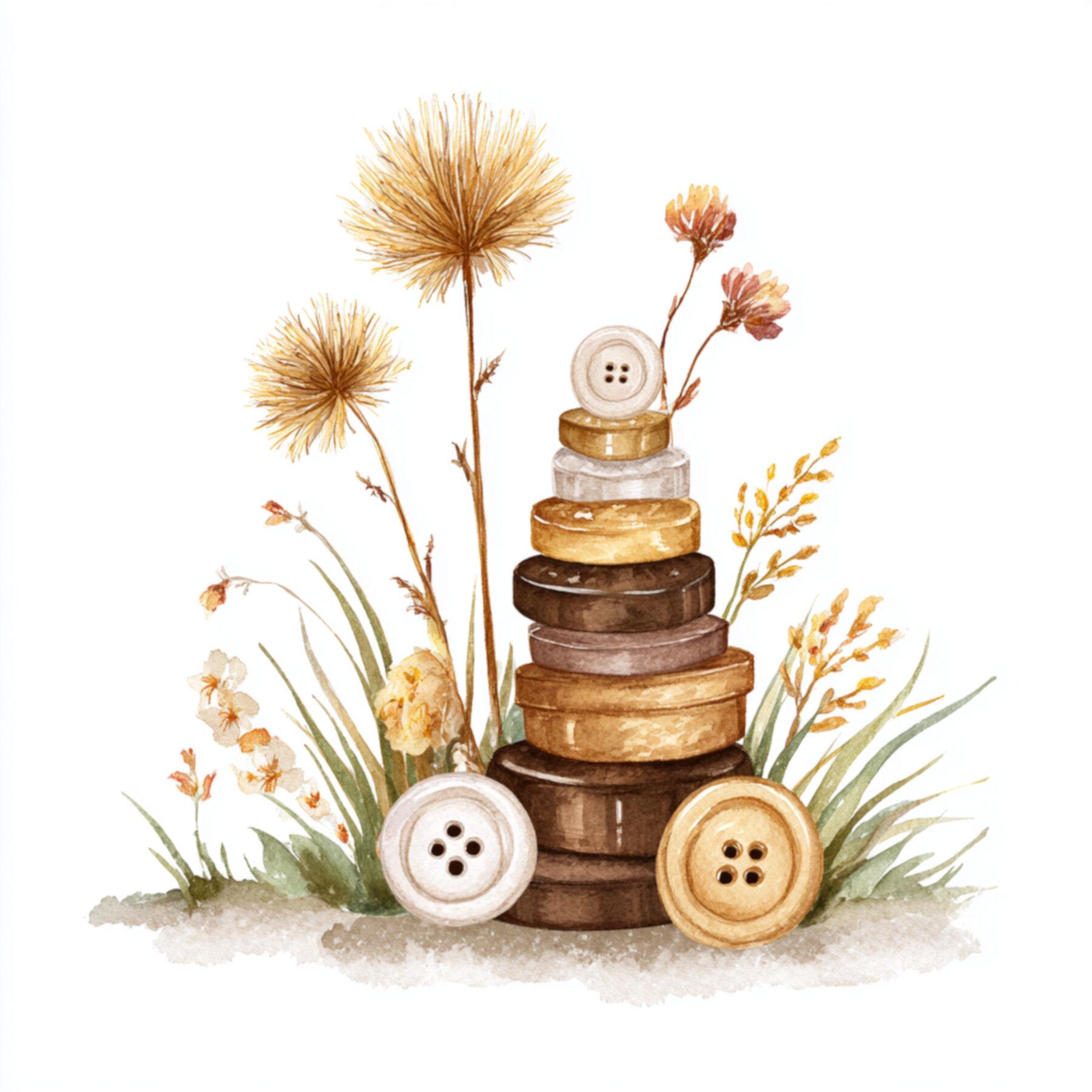 Autumn Buttons, Rustic Sewing, Vintage Buttons, Fall Crafting, Stack ...