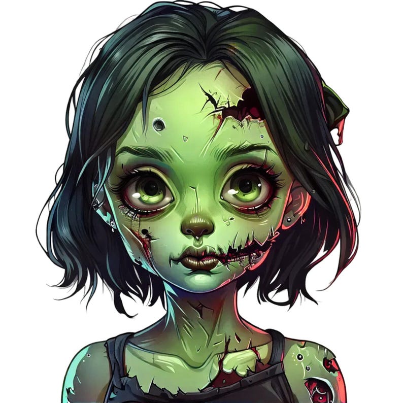 10 Cute Zombie Girl Clipart, Whimsical Character, Zombie Clipart ...