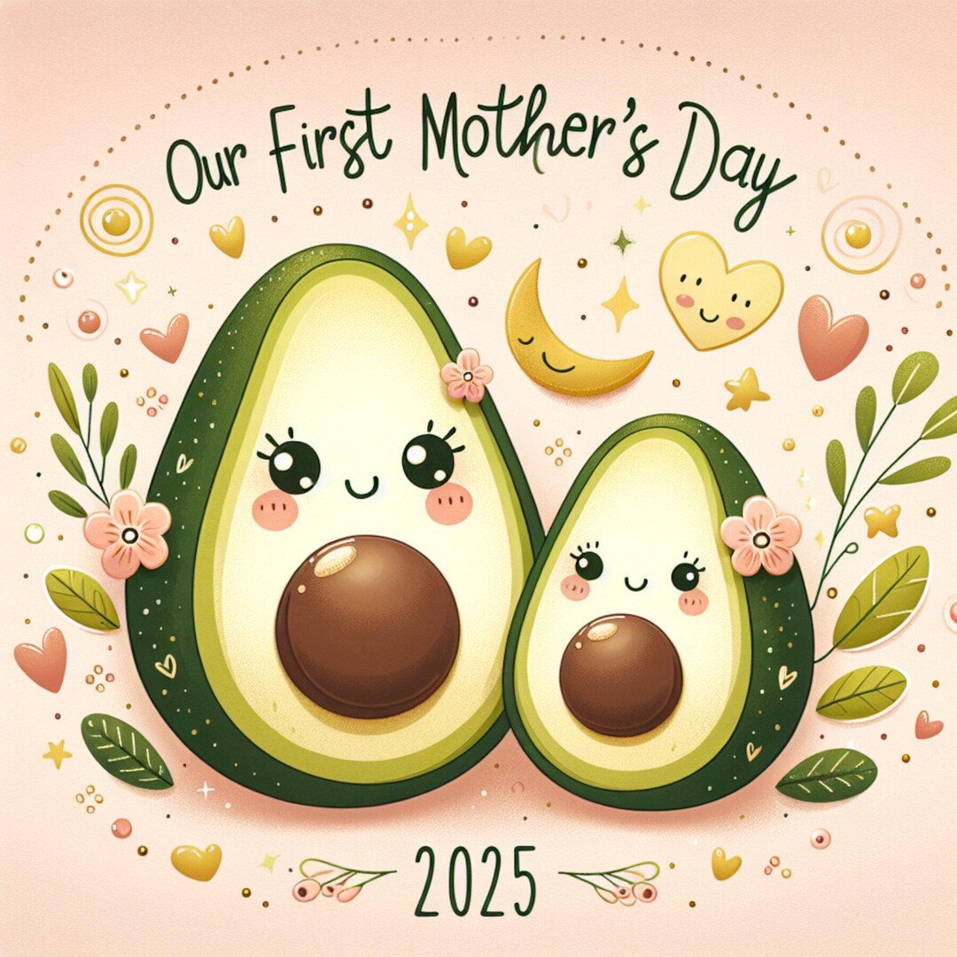 Avocado Love, First Mothers Day, Cute Mom Baby Art, Avocado Mom Clip ...