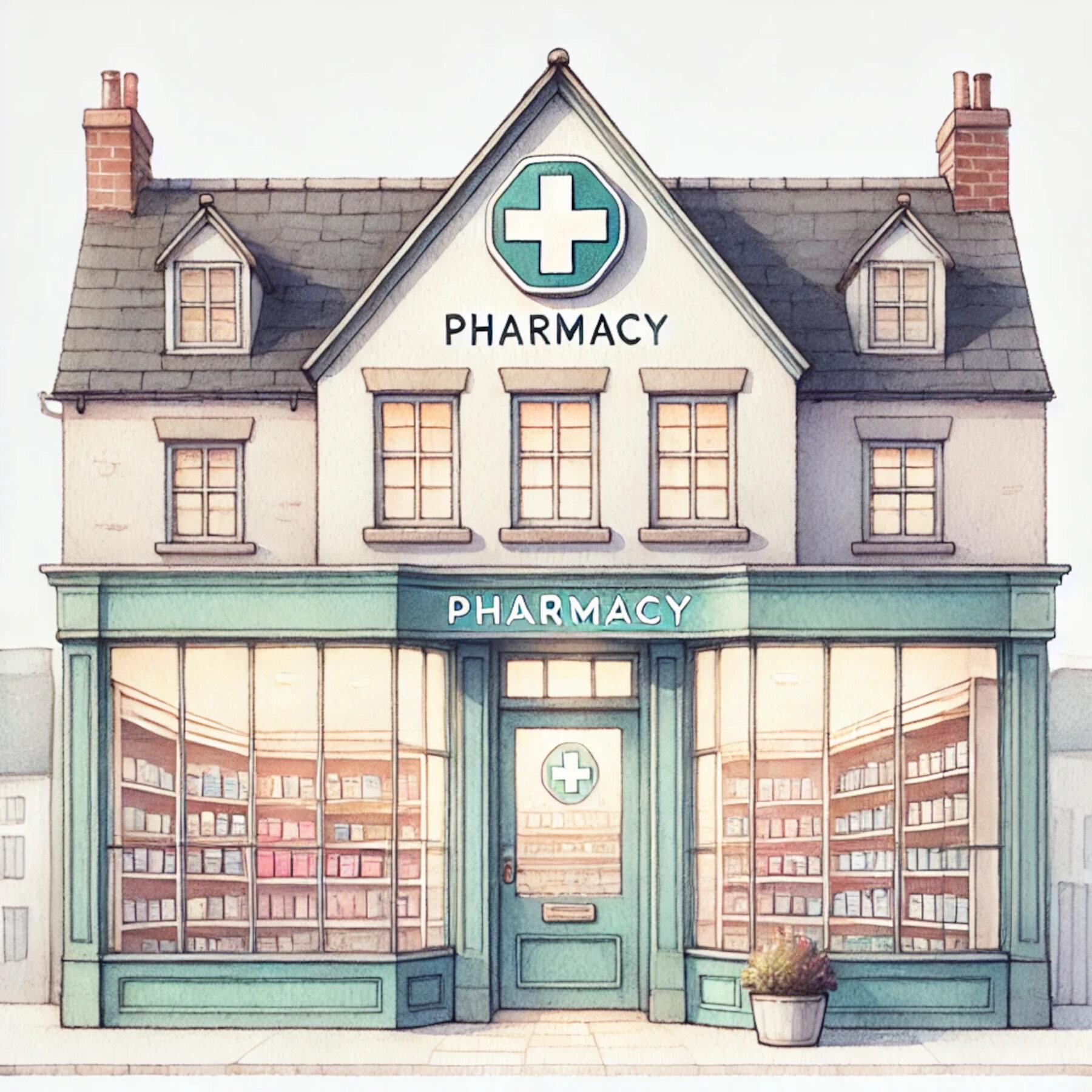 Village Pharmacy, Pharmacy Clipart, Shopfront Art, Drugstore Art ...
