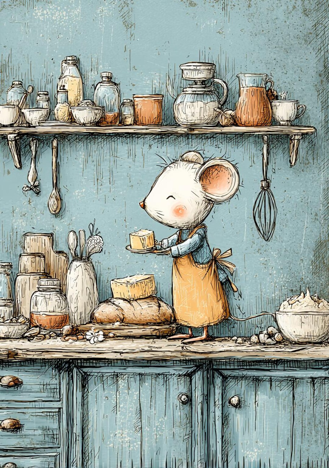 Baking Mouse, Mouse Kitchen, Mouse Chef, Cute Mouse, Mouse Baking Bread ...