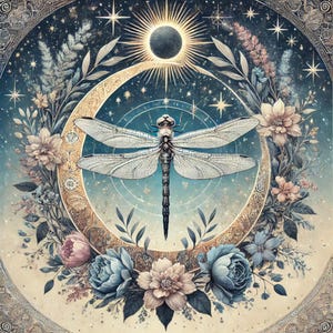 Celestial Dragonfly, Fantasy Clipart, Dragonfly, Celestial Image ...