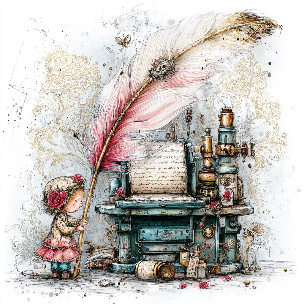 Enchanted Quill, Steampunk Feather Art, Whimsical Pen, Fantasy Writing ...