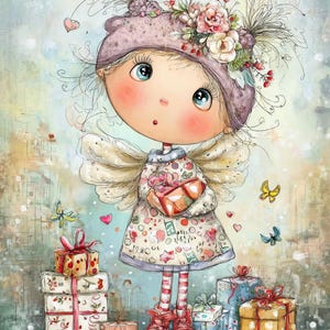 Wishwing Whispers Clipart Set, Christmas Fairy Art, Watercolor Winter ...