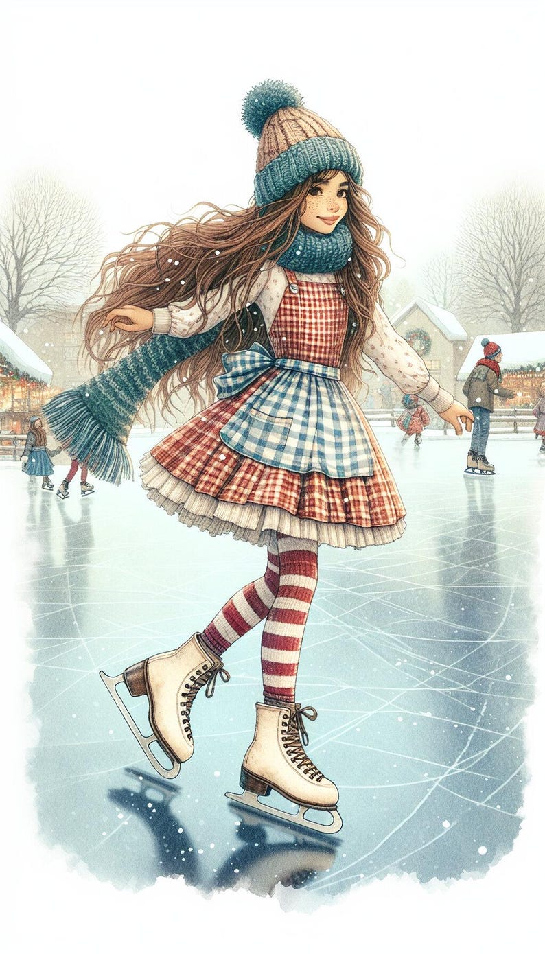 12 Whimsical Ice Skating Clipart: Fun, Playful Characters Gliding on ...