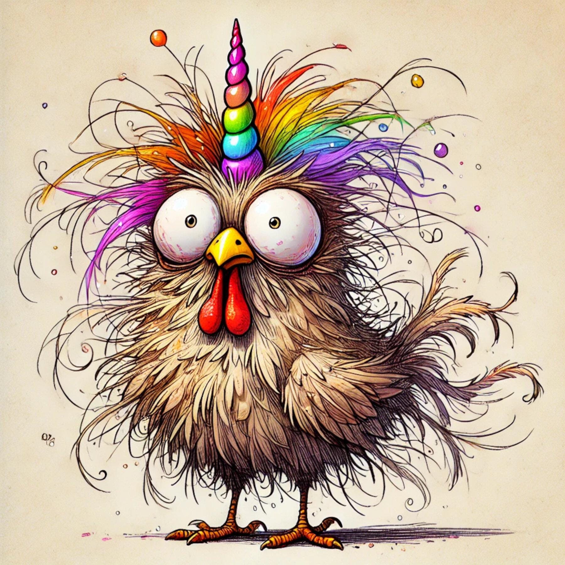 Quirky Chicken Clipart, Funny Chicken, Whimsical Birds, Quirky Animals ...