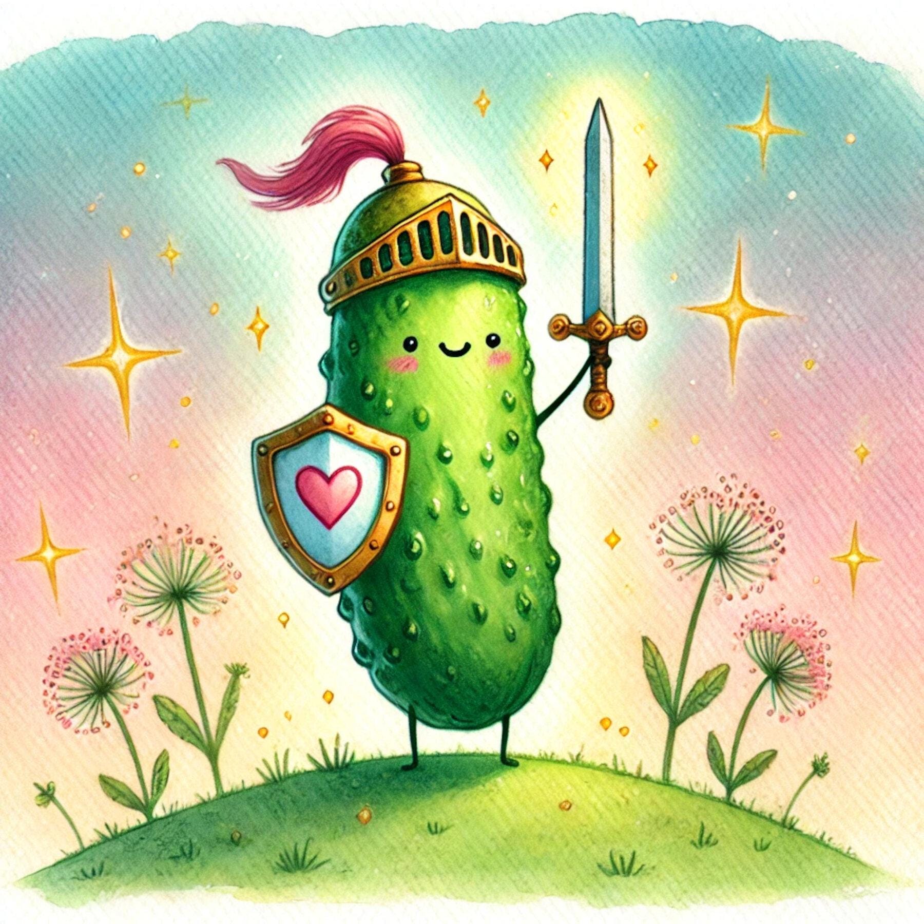 Whimsical Pickle, Humorous Food, Funny Pickle, Whimsical Clipart, Funny ...
