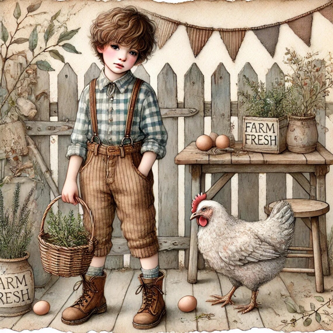 Just a Boy and His Chicken, Farmhouse Boy Art, Rustic Farm Print ...