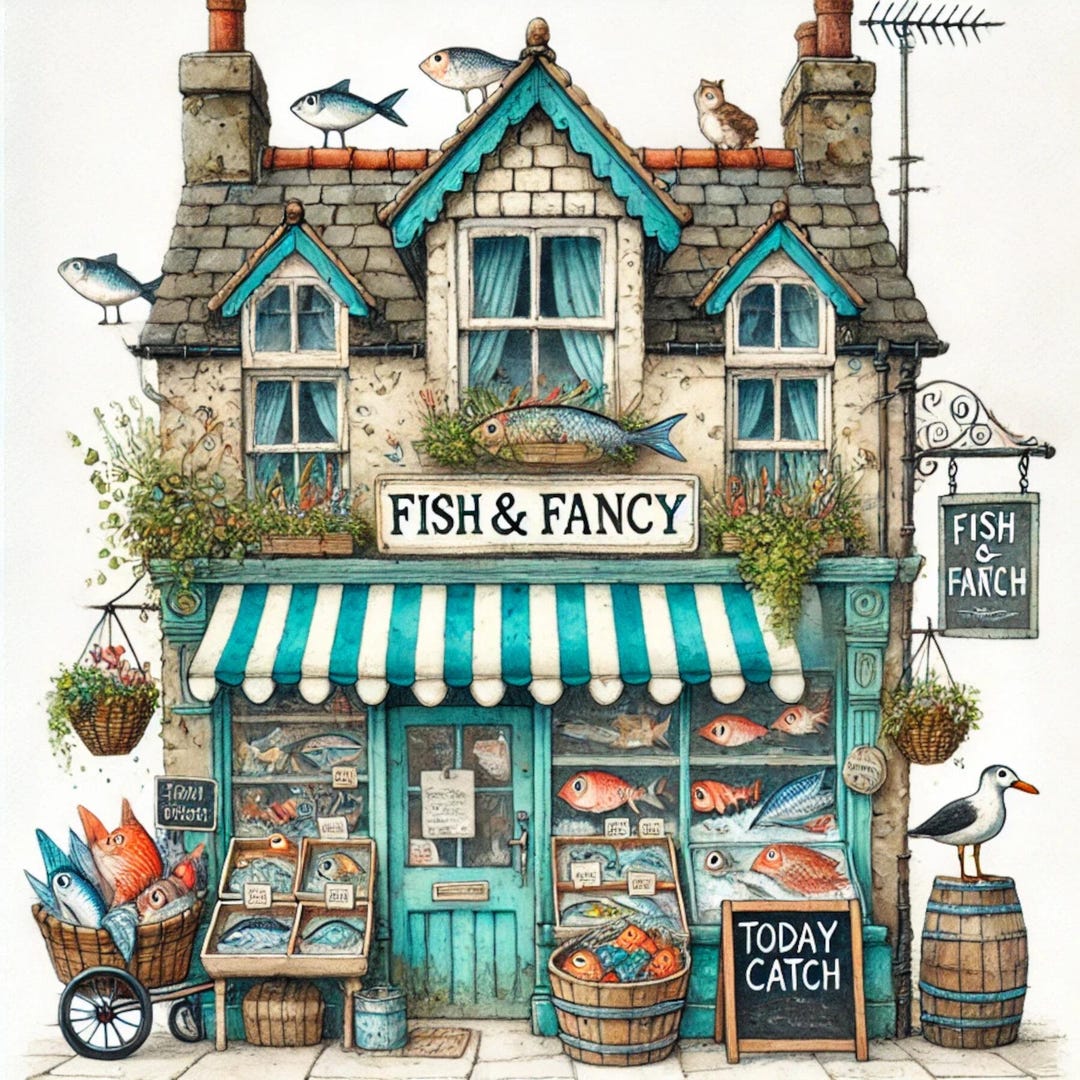 Fresh Fish, Fish Shop Clipart, Seafood Clip Art, Watercolor Fish, Fish ...