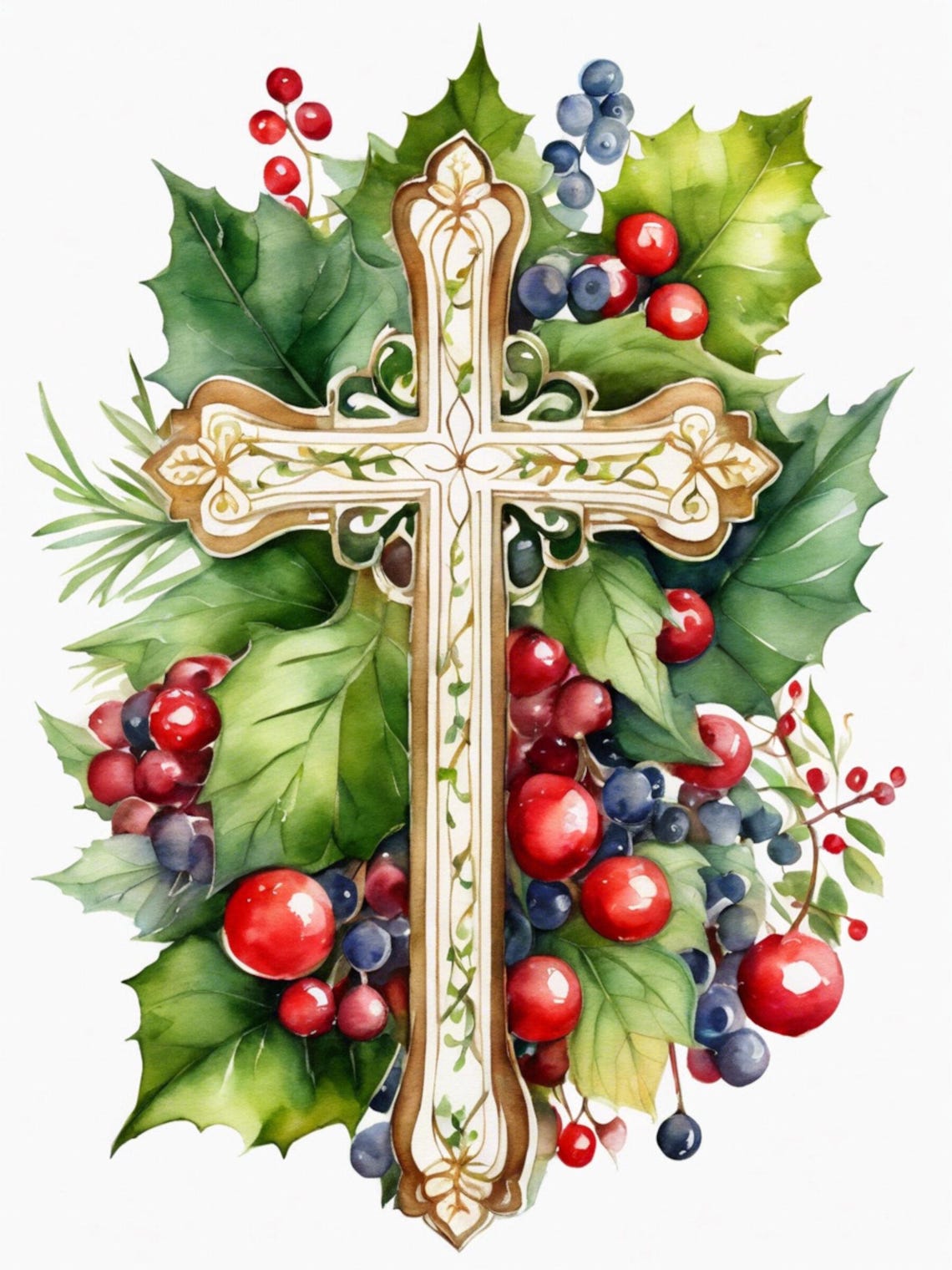 Holly Cross, Christmas Cross, Religious Festival, Cross of Christ ...