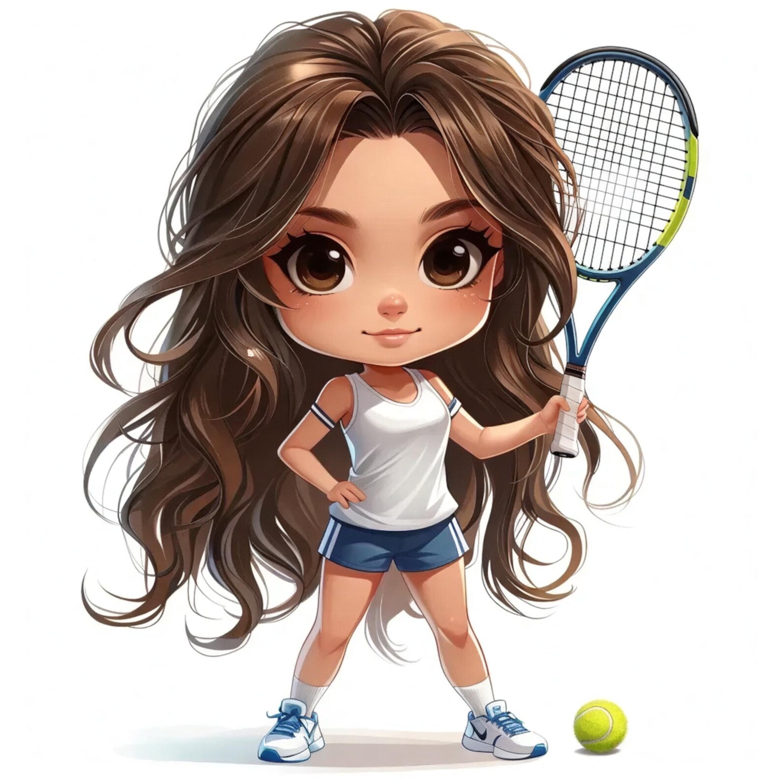 10 Tennis Girl Clipart, Chibi Girl, Tennis, Tennis Player, Wimbledon ...