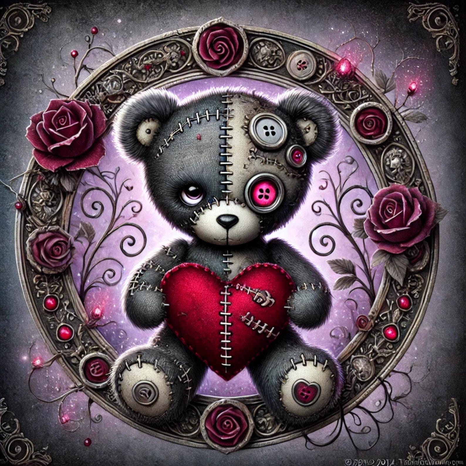 Gothic Teddy, Gothic Bear, Eerie Valentine, Dark Whimsy, Haunted Teddy ...