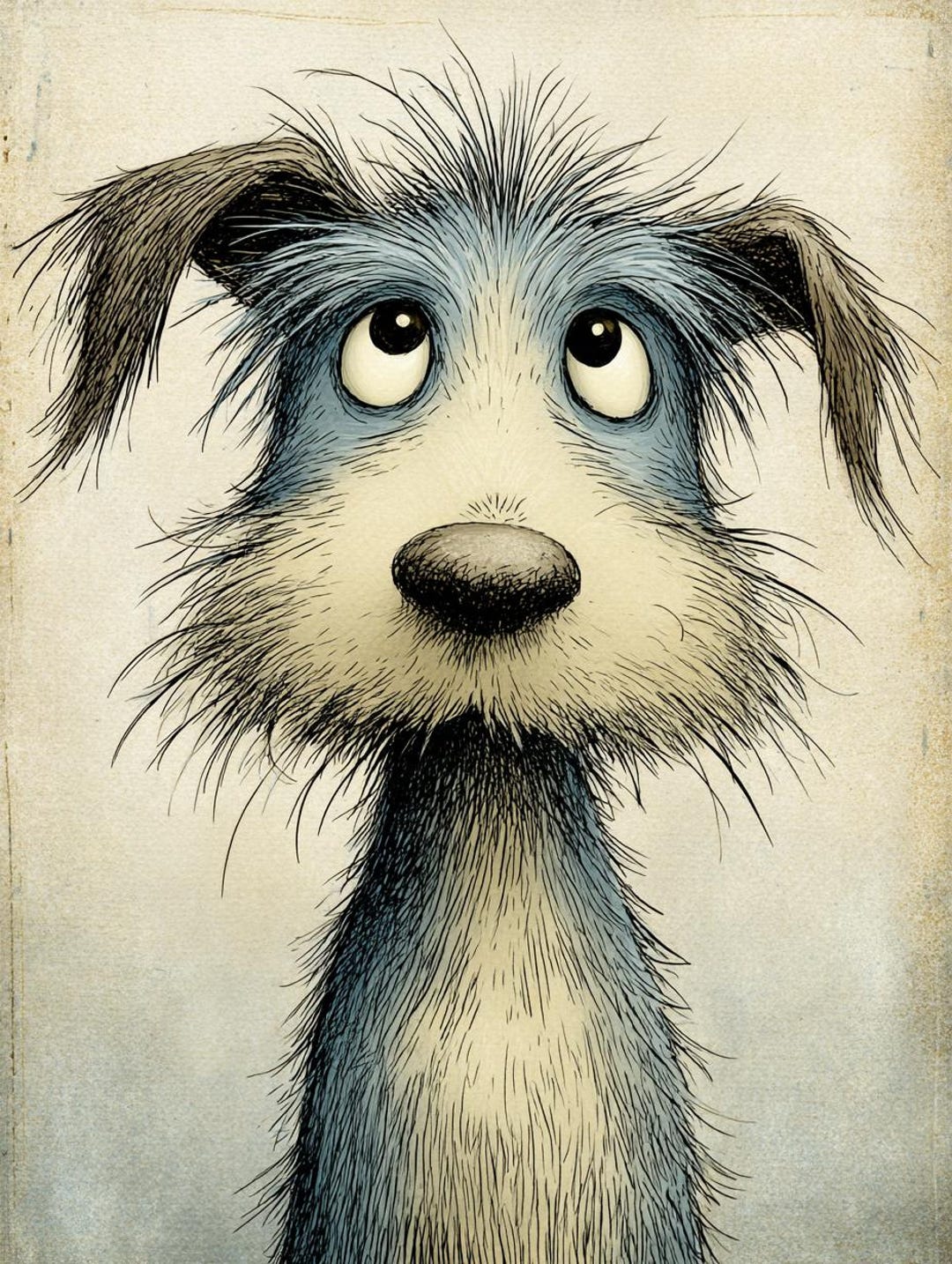 Scruffy Dog CLIPART, Whimsical Puppy Characters, Hand Drawn Sketch ...