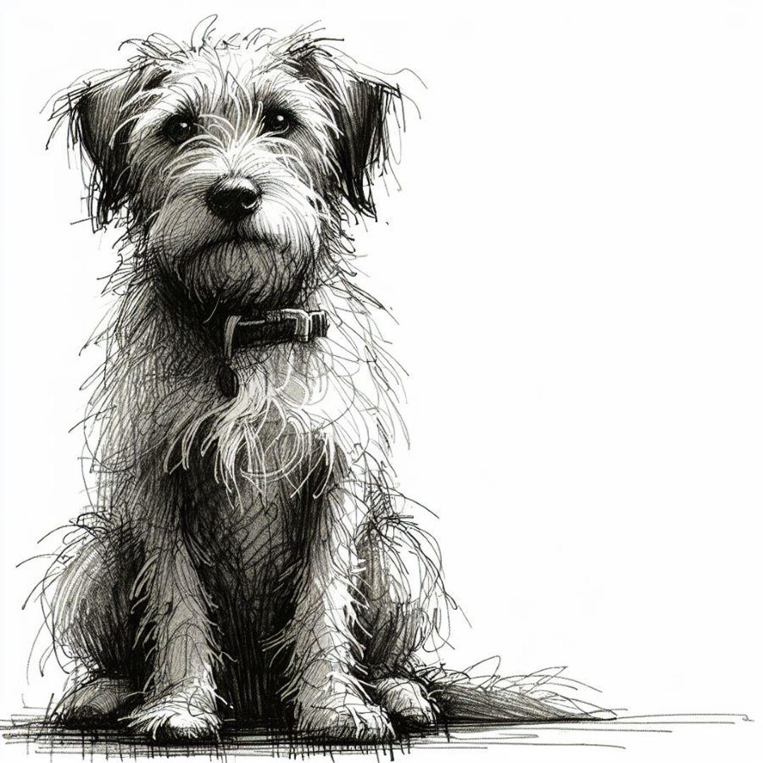 10 Clipart Shaggy Dogs, JPG Watercolour Images of Cartoon Hounds ...