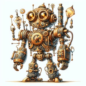 Steampunk Robot, Gear Art, Vintage Mech, Retro Automaton, Clockwork ...