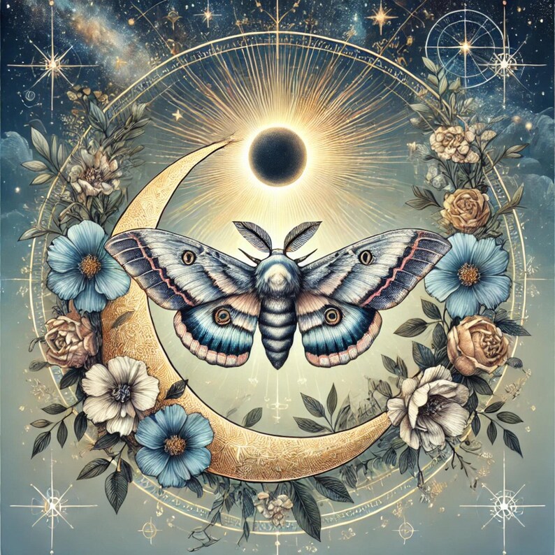 Celestial Moth, Fantasy Clipart, Moth, Celestial Image, Celestial ...