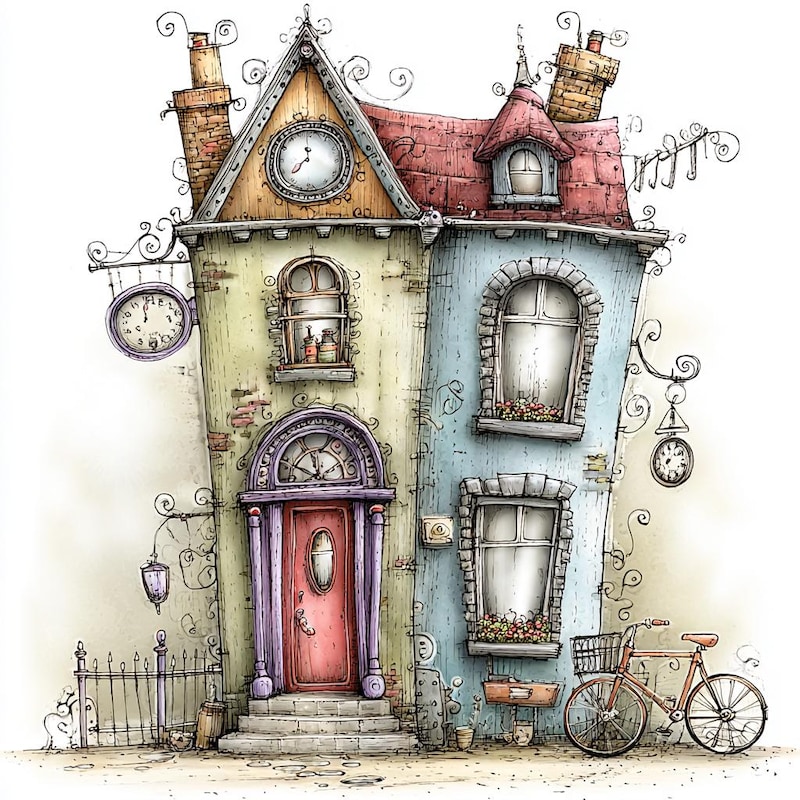 Wonky Houses - Etsy