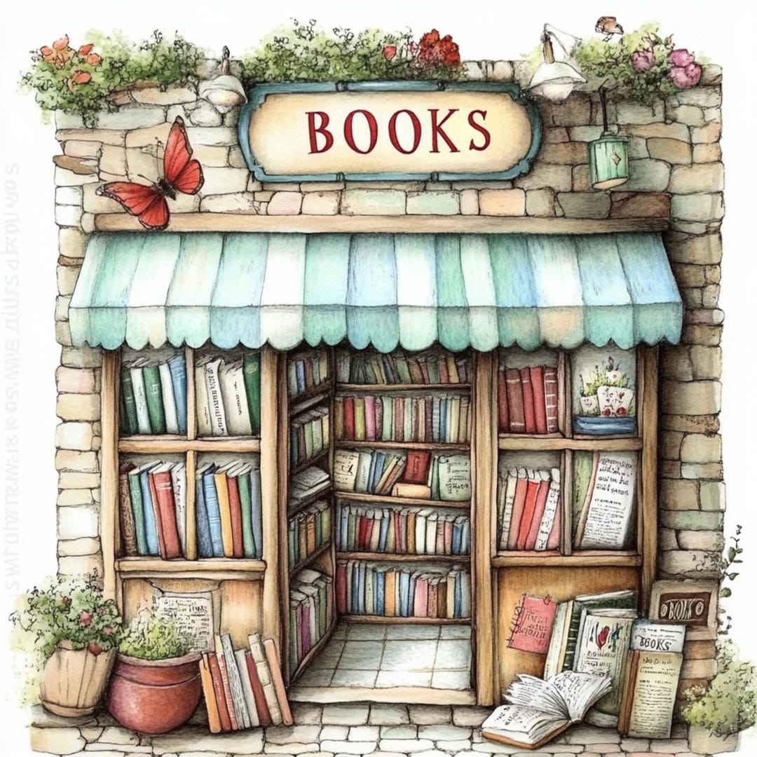 Bookshop Art, Cute Bookstore, Reading Nook, Library Clipart, Bookstore ...