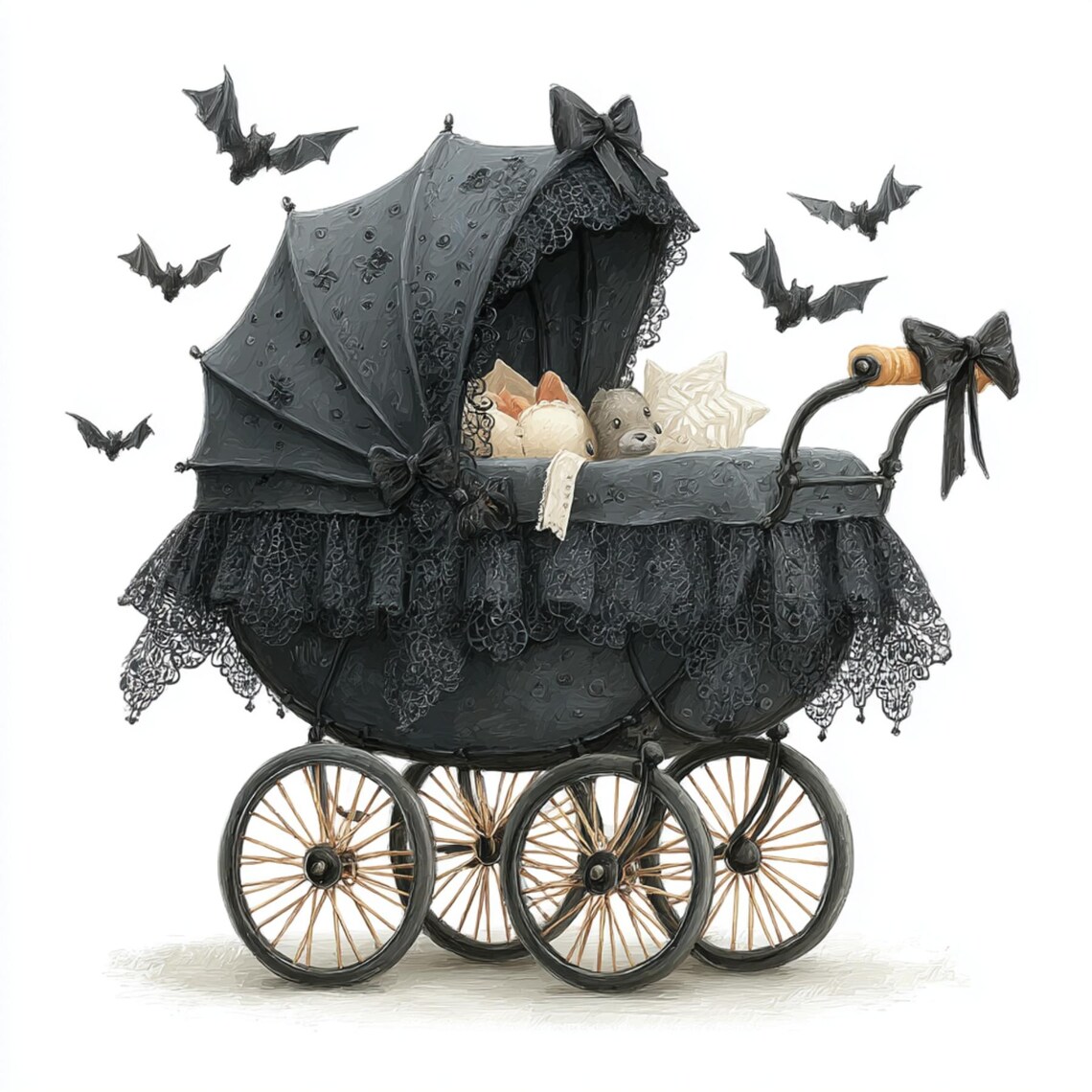 Halloween Baby, Goth Baby Decor, Spooky Pram Art, Halloween Stroller ...