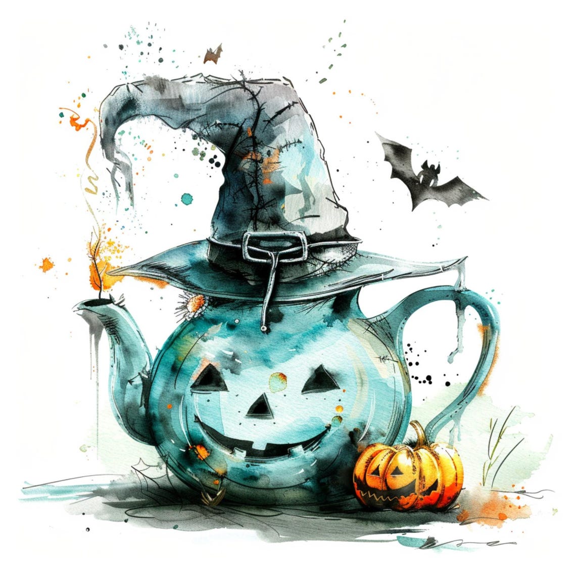Witch Teapot, Spooky Pot, Halloween Art, Pumpkin Kettle, Magic Teapot ...