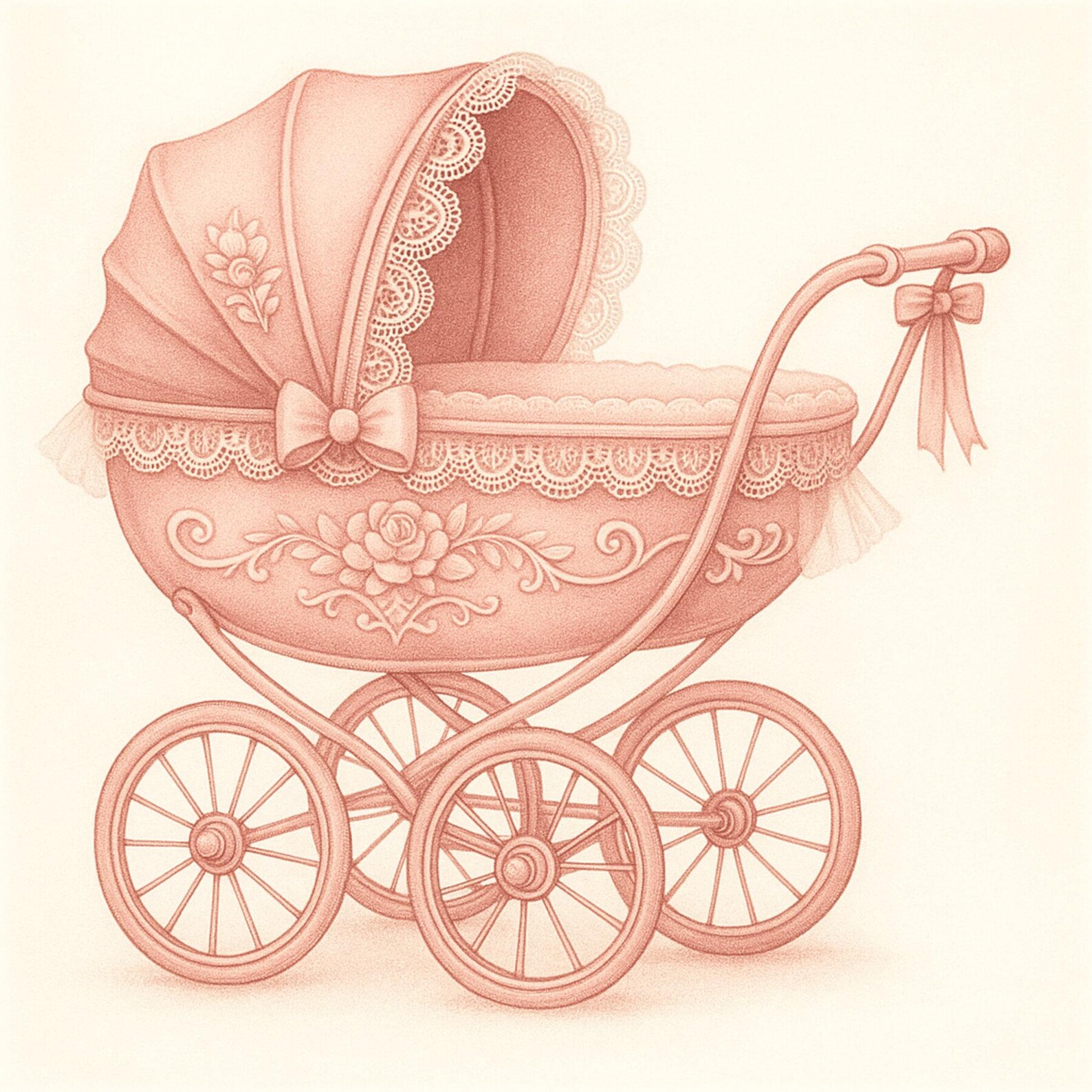 Baby Pram Pink Clipart, Watercolor Stroller, Vintage Baby Carriage ...