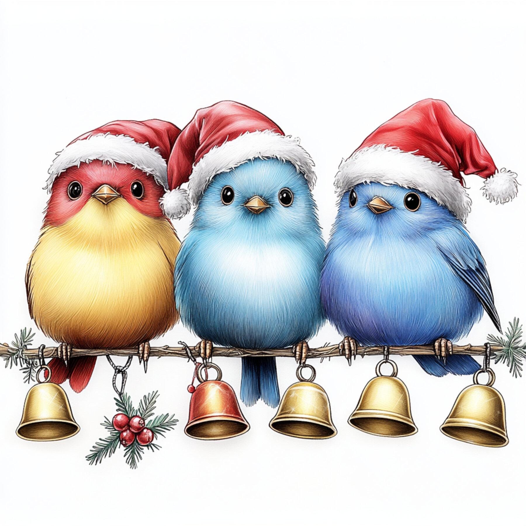 Bird Clipart, Xmas Birds, Holiday Birds, Winter Birds, Santa Birds ...