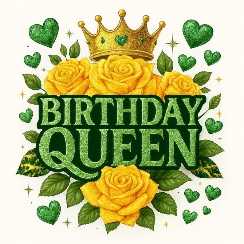 Birthday Queen CLIPART, Rose Crown Design, Glam Birthday Text, Feminine ...