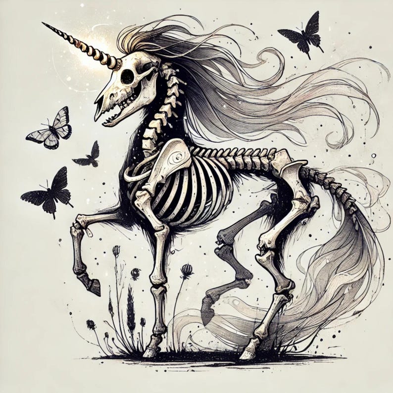 10 Dark Unicorn Clipart, Halloween Theme, Unicorn Clipart, Unicorn Skellington Clipart ...