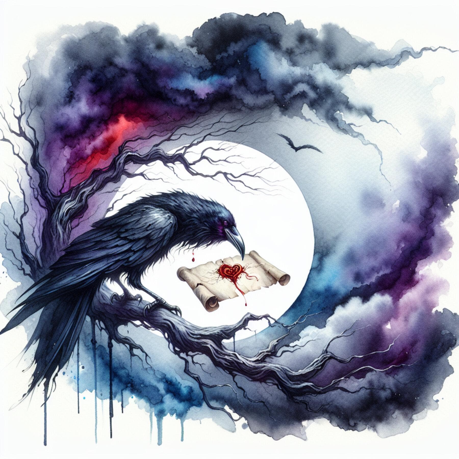 Gothic Raven, Gothic Raven Art, Dark Romance Bird, Watercolor Whimsy ...