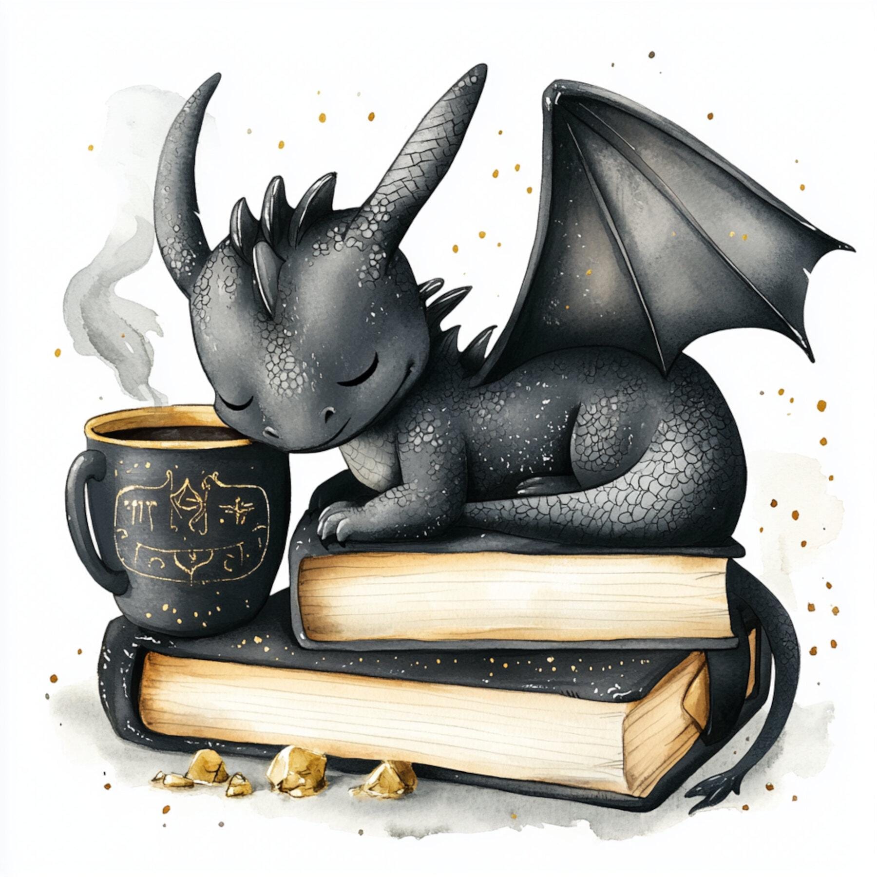 Dragon Book Art, Baby Dragon Art, Cozy Fantasy, Gothic Coffee, Bookish ...