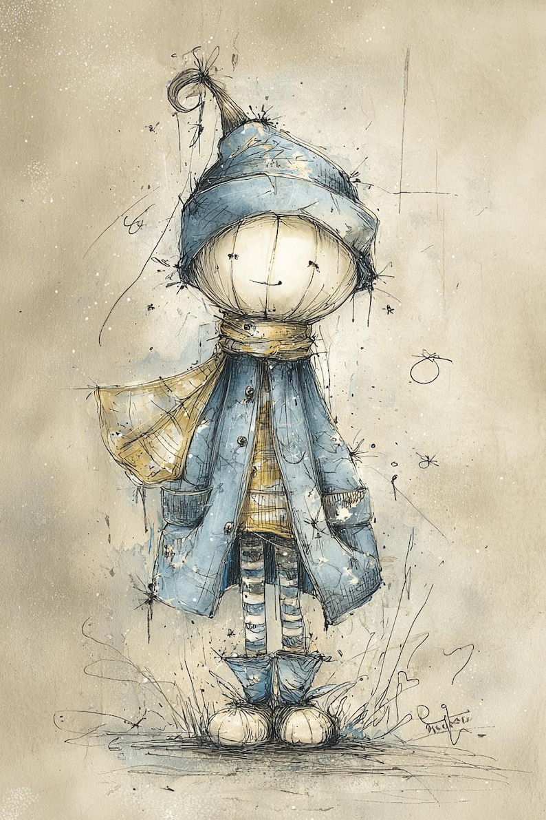 Pumpkin Sketch, Gothic Scarecrow, Creepy Fall Art, Ink Halloween ...
