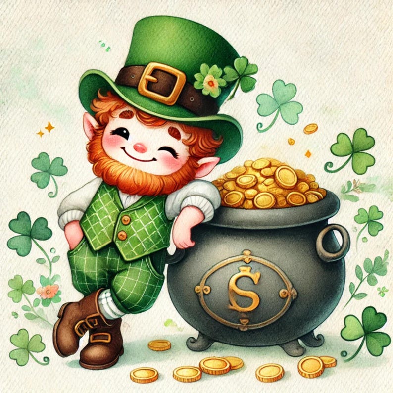 The Leprechaun, Luck of the Irish, Shamrock, Rainbows, Whimsical ...