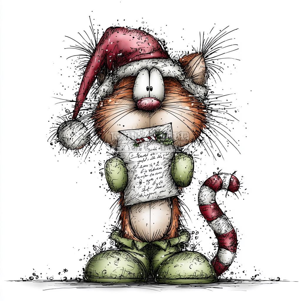 Christmas Cat Clipart, Cute Cats With Letters, Festive Kitty Art ...