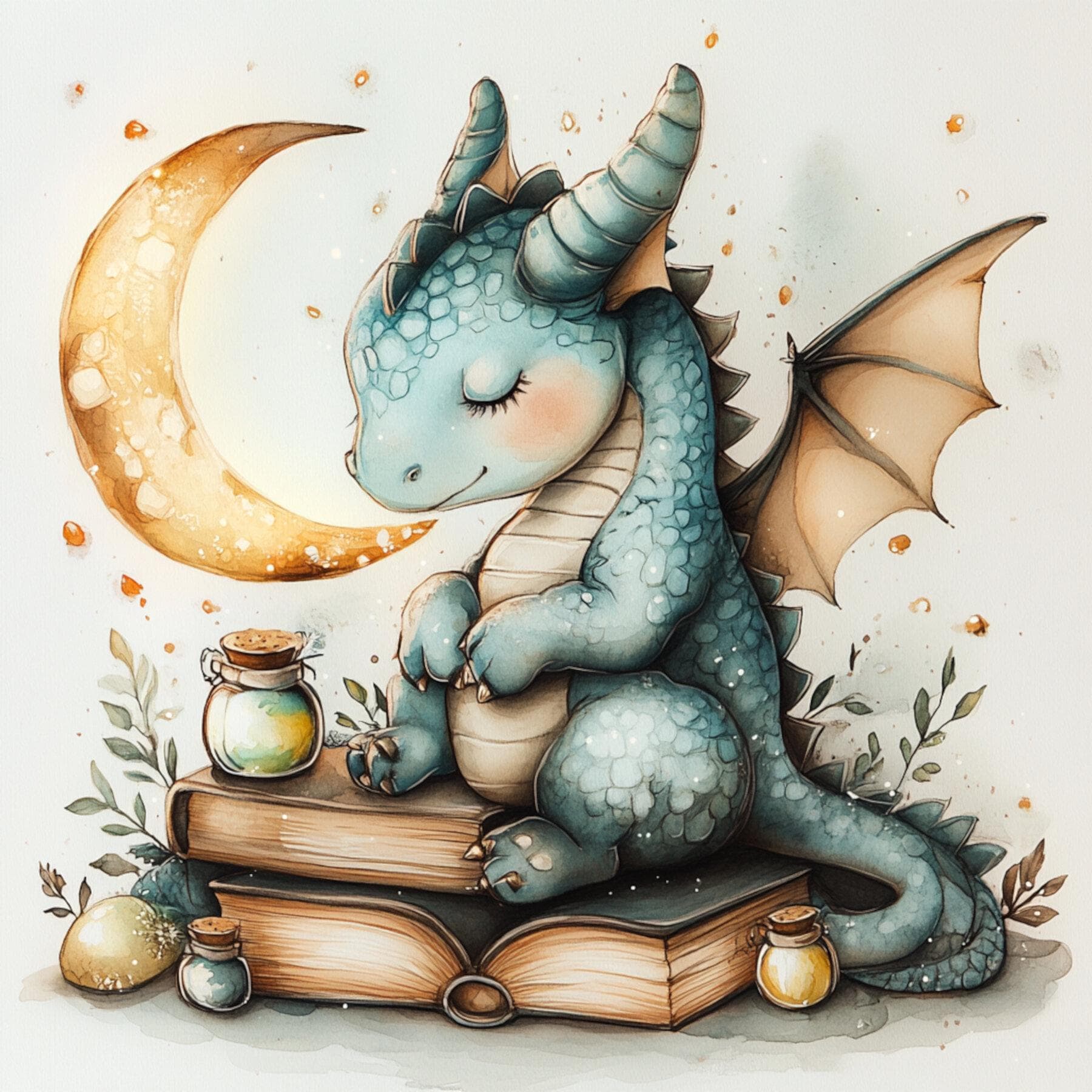 Dragon Clipart, Baby Dragon, Cute Dragon Art, Reading Dragon, Book ...
