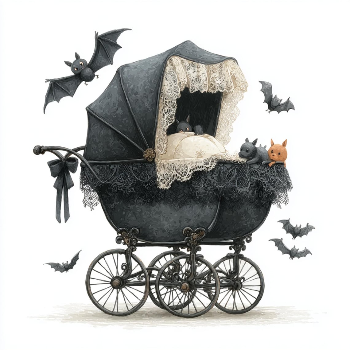 Halloween Baby, Goth Baby Decor, Spooky Pram Art, Halloween Stroller ...