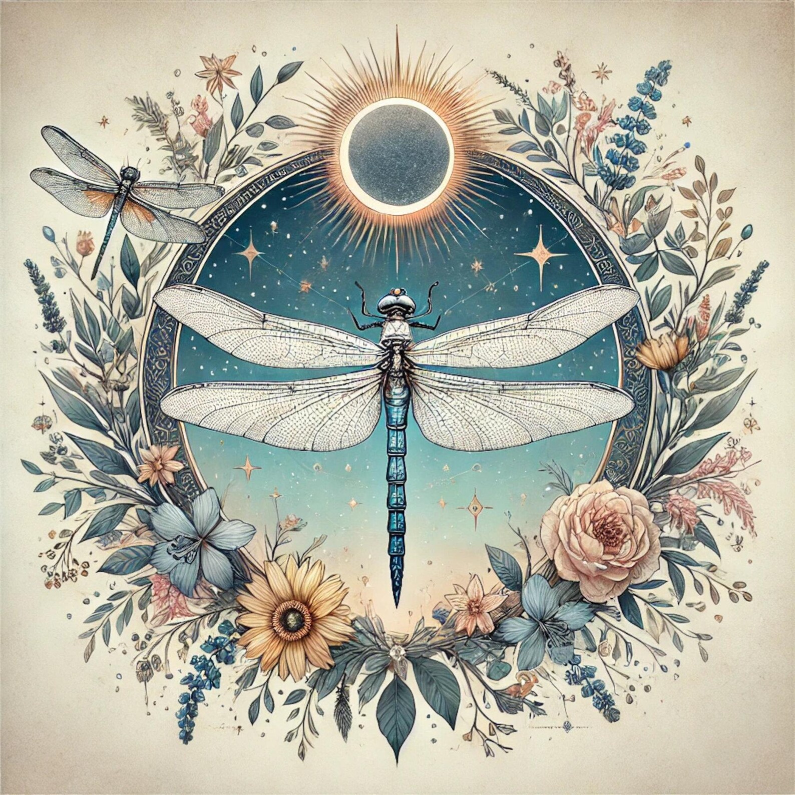 Celestial Dragonfly, Fantasy Clipart, Dragonfly, Celestial Image ...