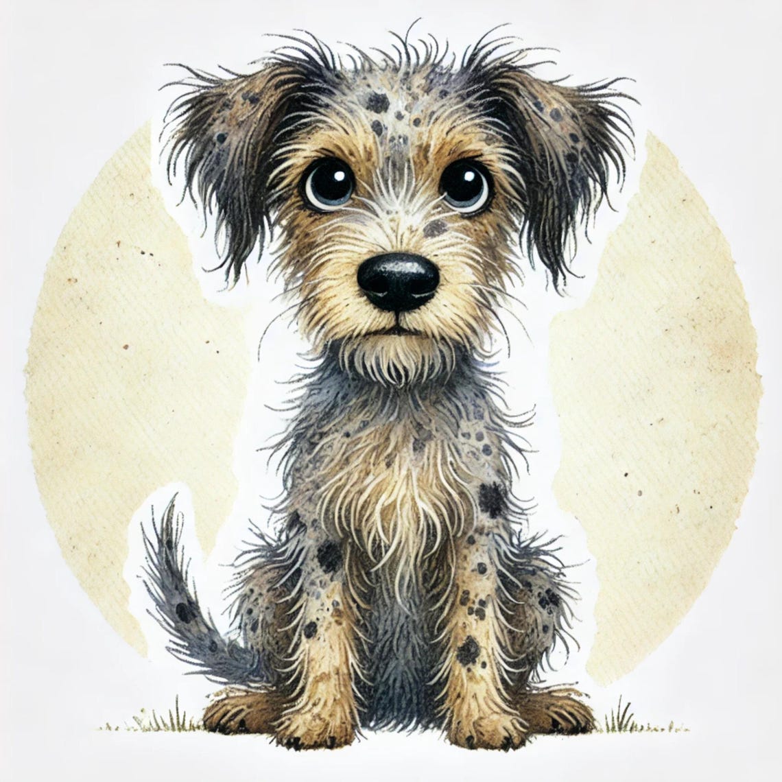 Clipart Scruffy Dogs, JPG Watercolour Images of Cartoon Hounds, Scruffy ...