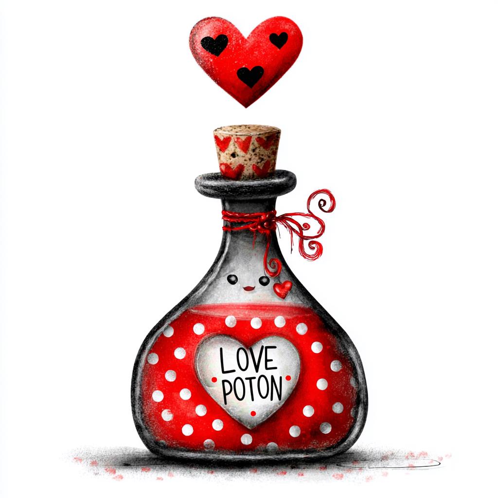 Love Potion Bottles, Red Heart Art, Whimsical Potion Clipart, Valentine ...
