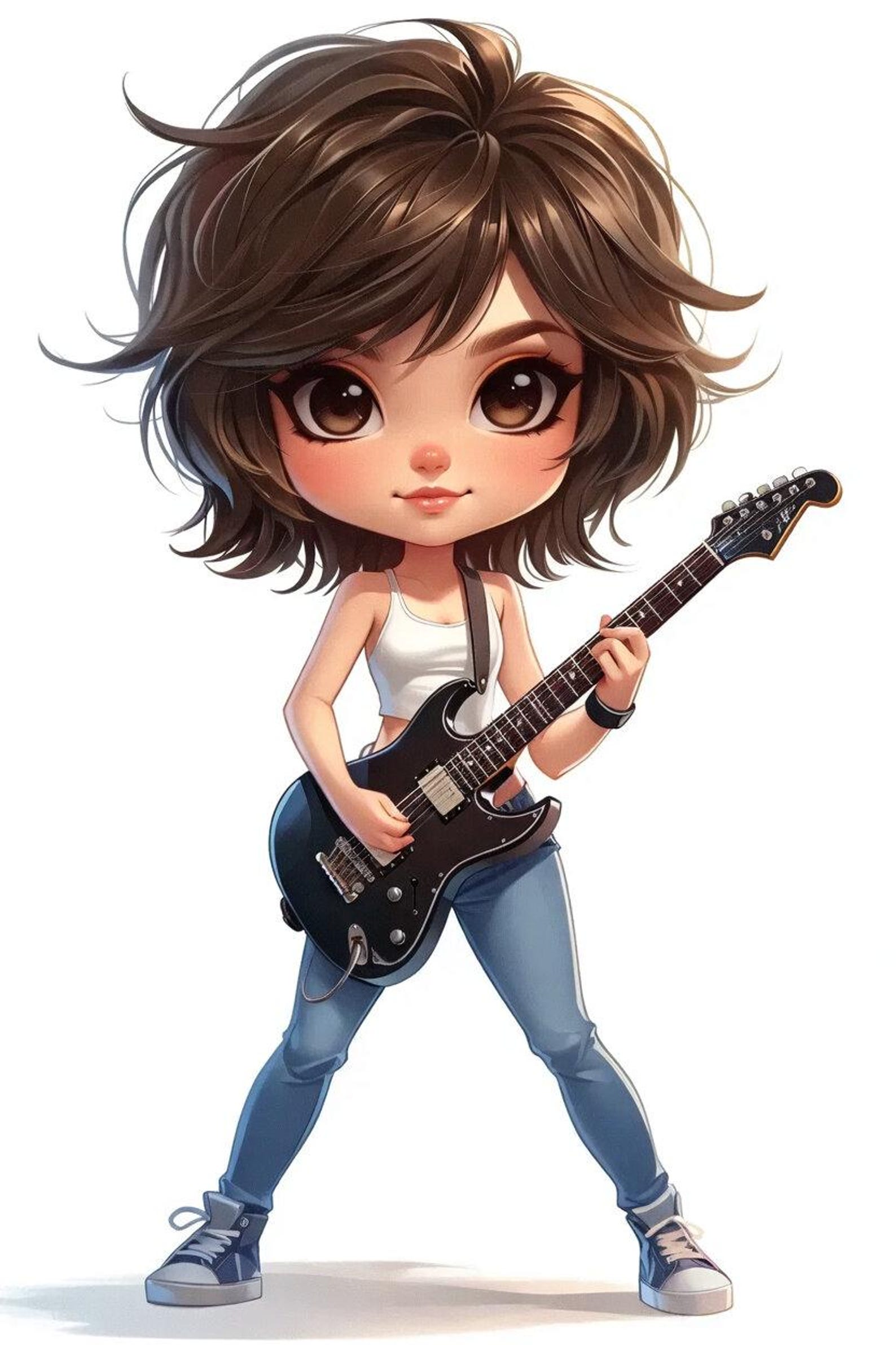 8 Rockstar Whimsical Girls, Rock and Roll, Chibi, Kawaii, Singing ...