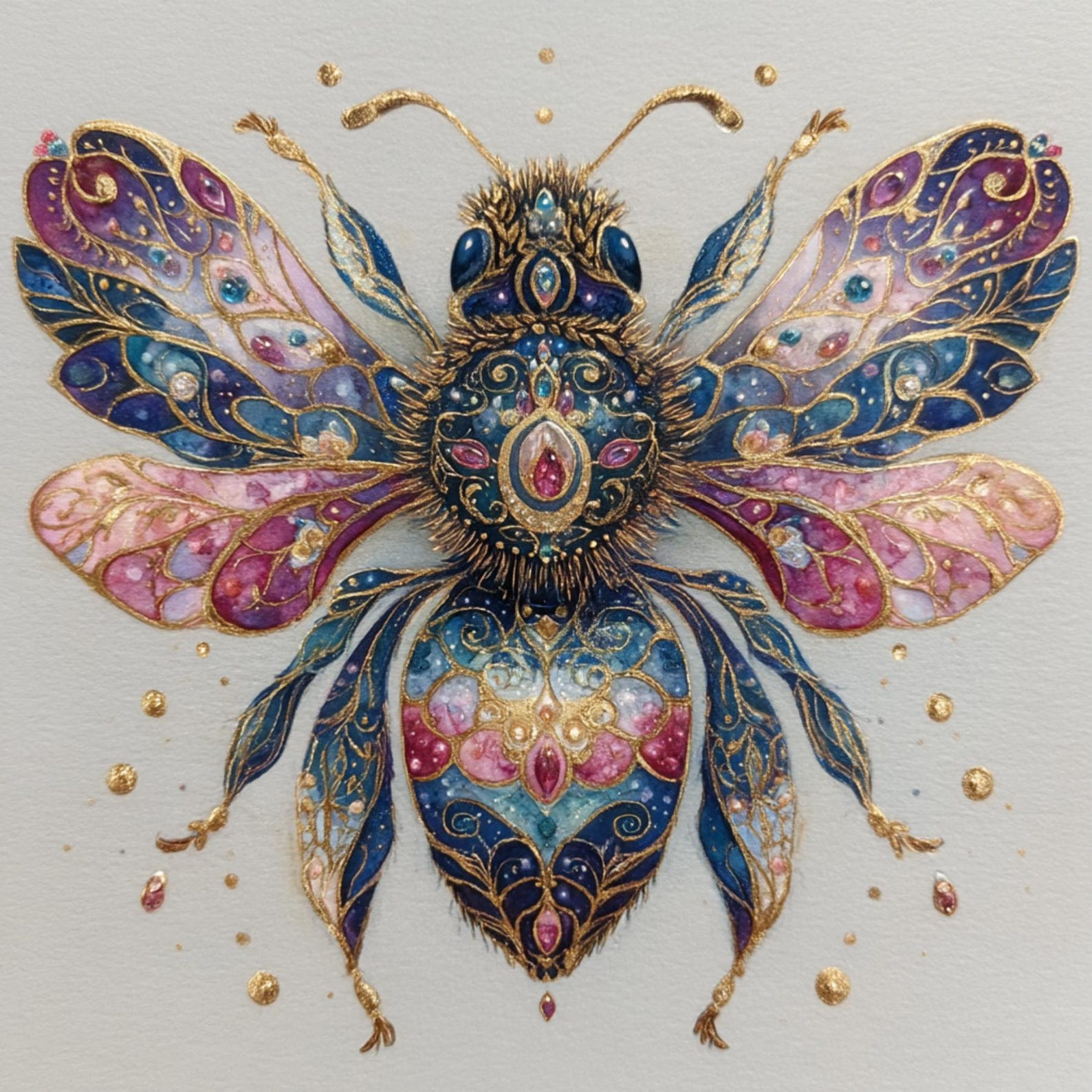 Sacred Bee Art, Ornate Bee Clip, Gold Bee Design, Boho Bug Print ...
