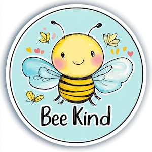 Bee Kind Sticker, Cute Bee Art, Kind Bee Decal, Pastel Bee Print ...