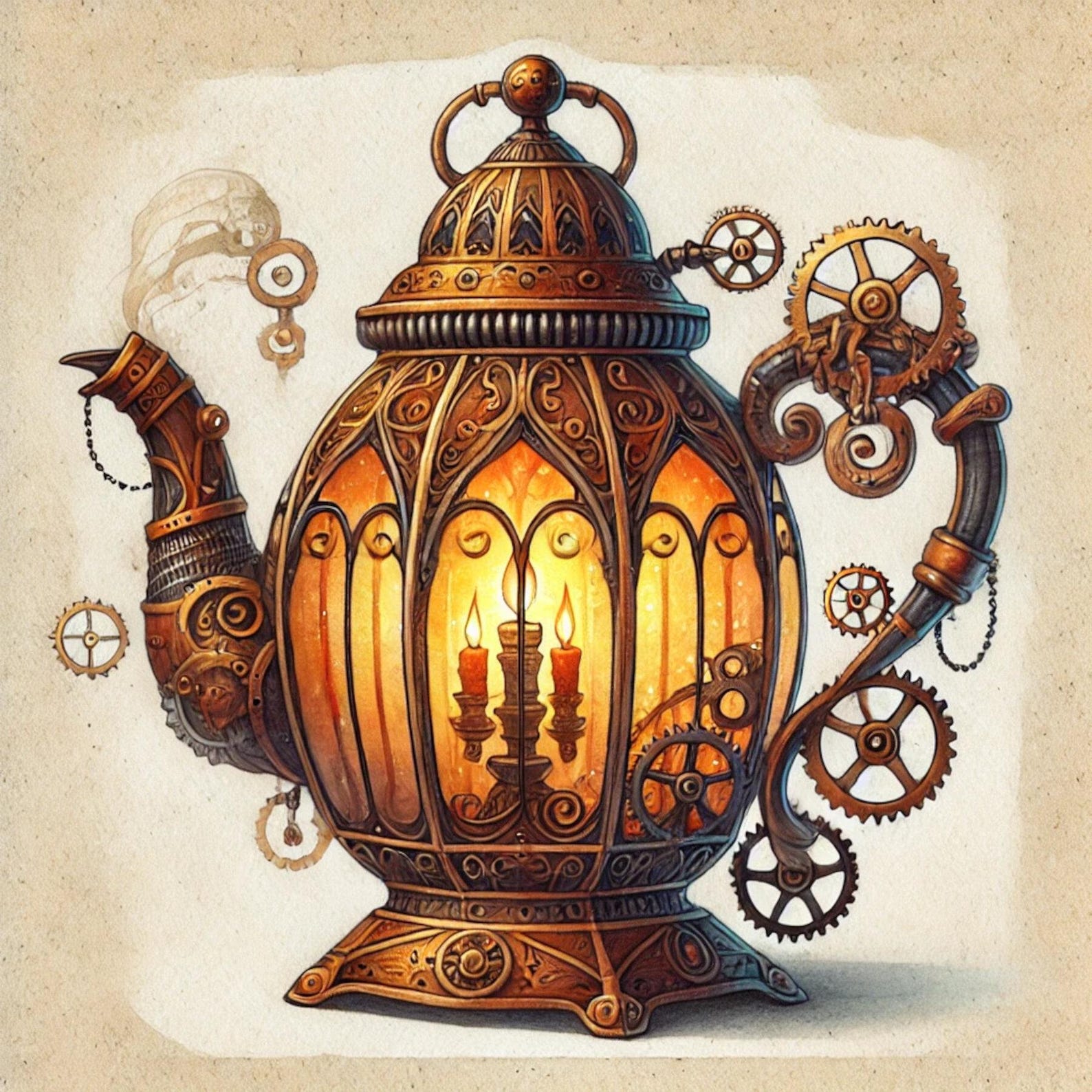 Magical Teapot Clipart, Lantern Teapot PNG, Whimsical Tea Art, Fantasy ...